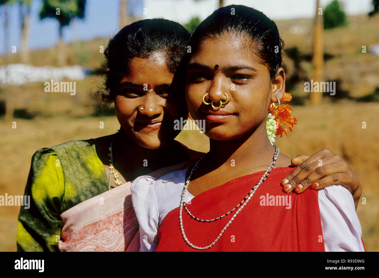 Two happy indian tribal women hi-res stock photography and images - Alamy