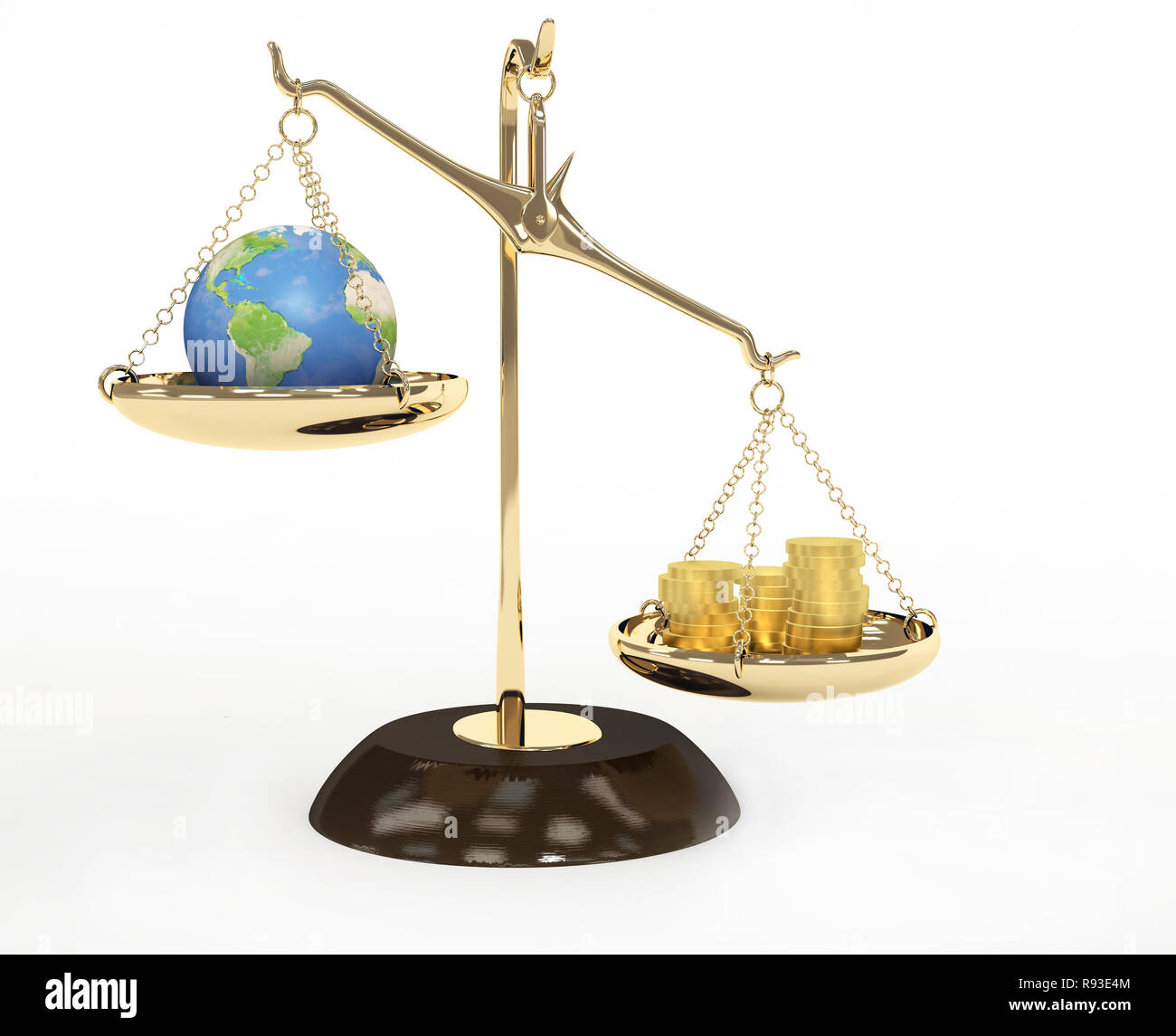 Concept - Earth and money on measurement scales Stock Photo - Alamy