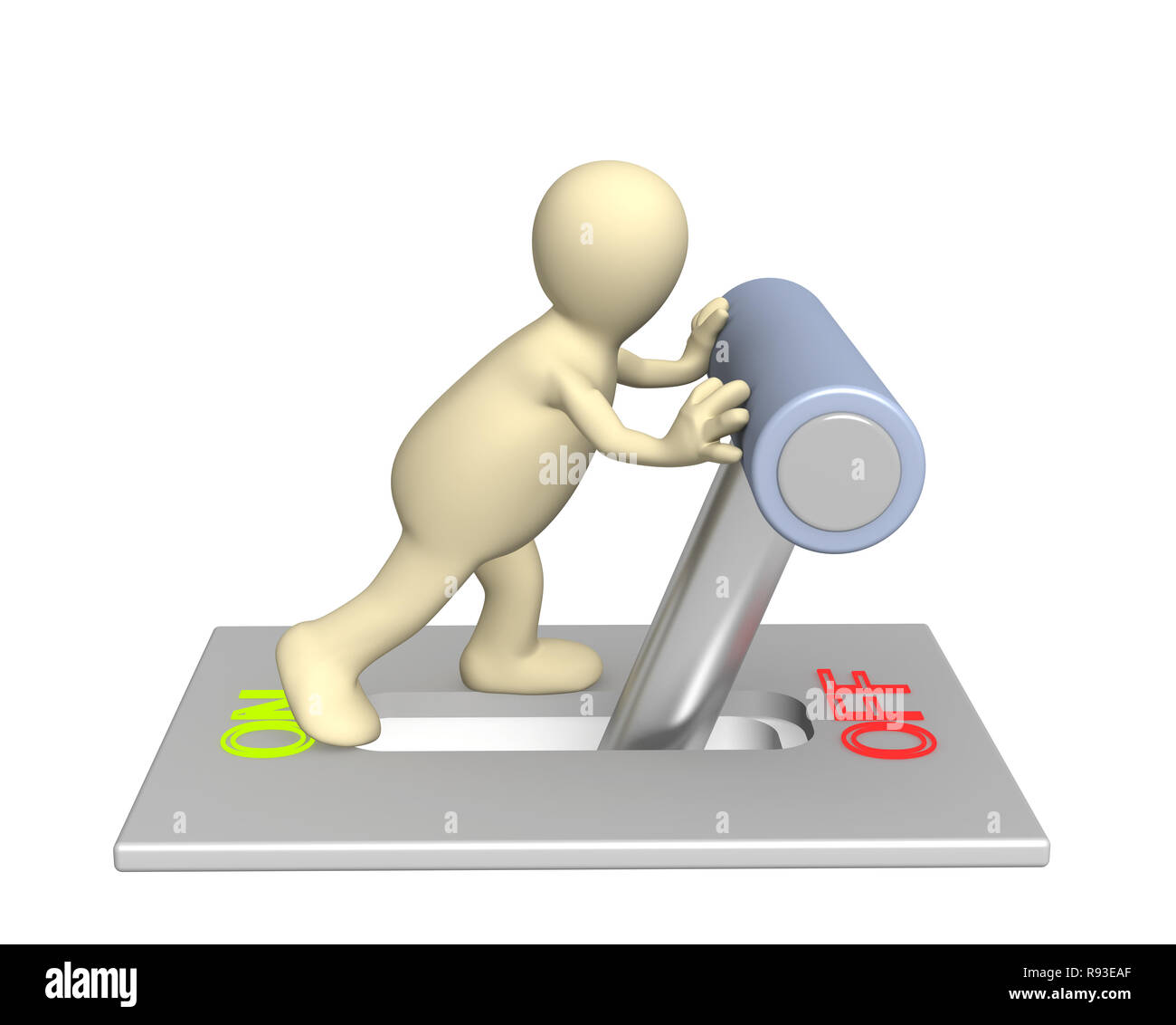 Puppet, turned lever on position off Stock Photo - Alamy