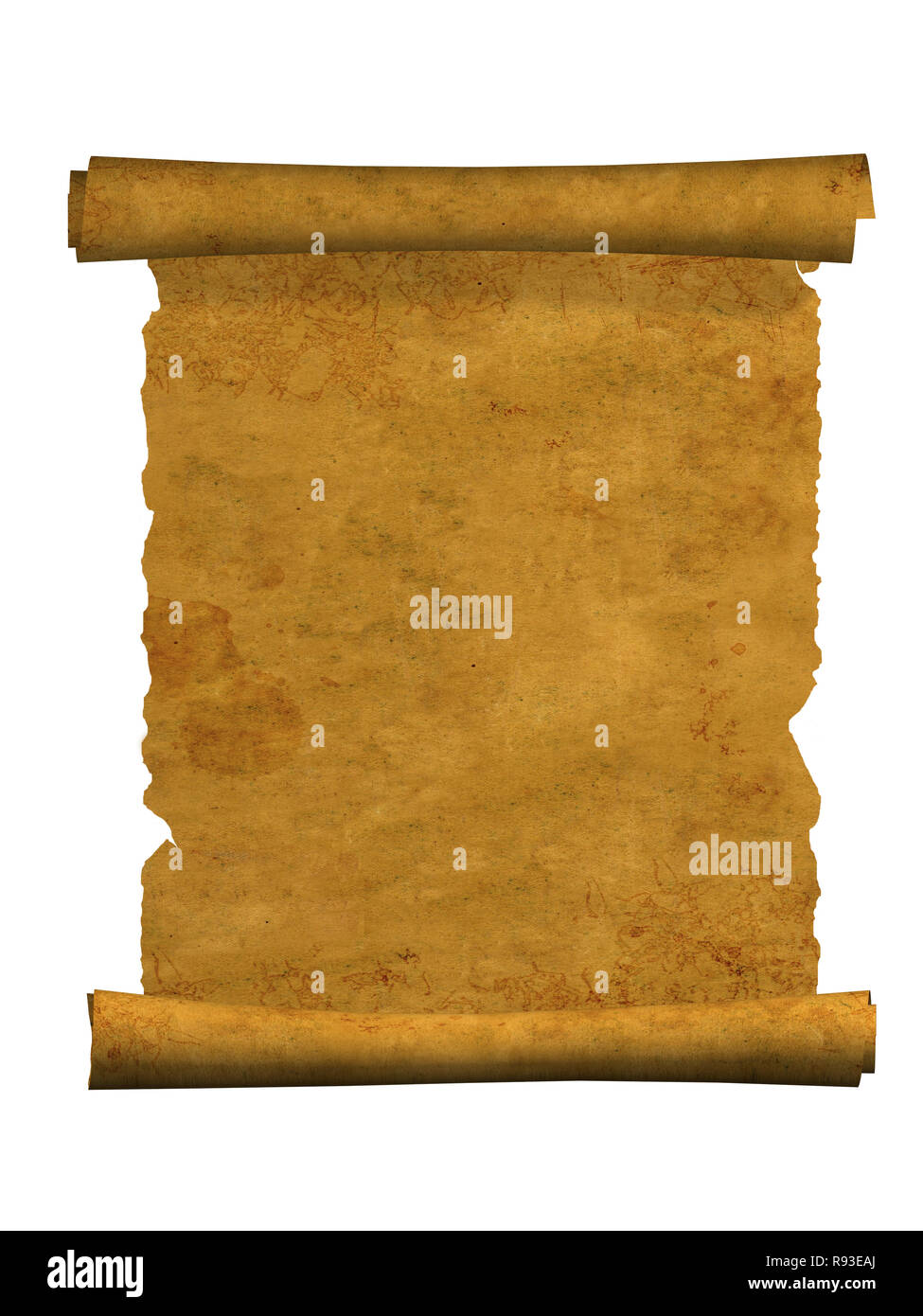 Scroll of old parchment. Object over white Stock Photo - Alamy