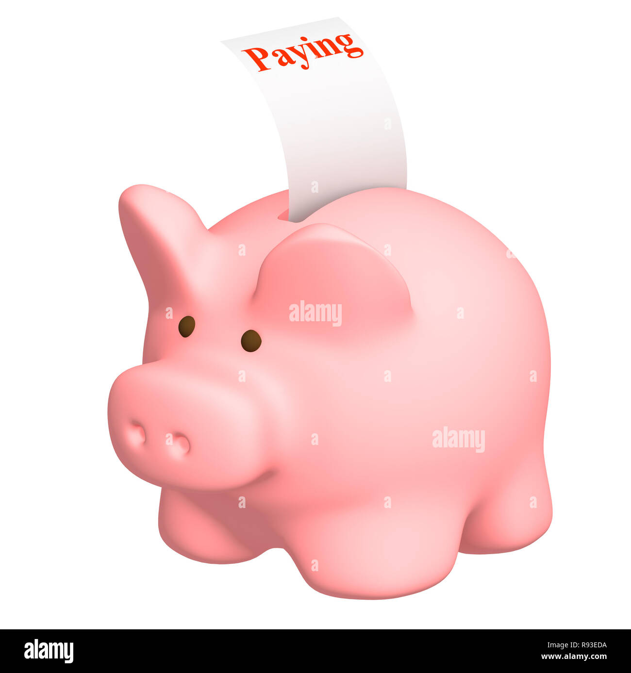 Piggy bank with a paying check Stock Photo - Alamy