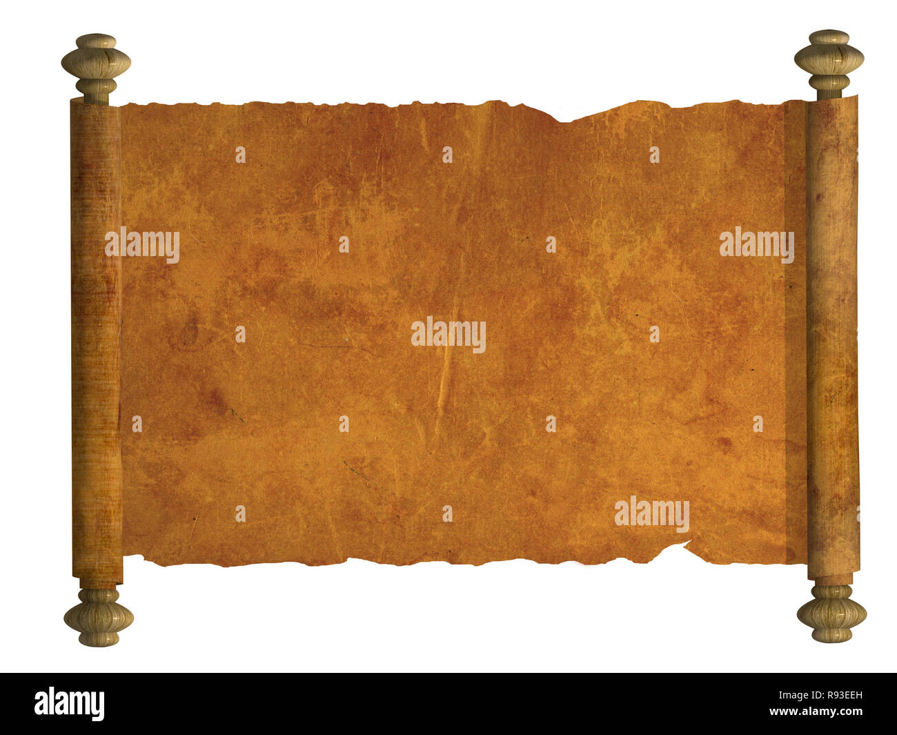 Scroll of old parchment. Object over white Stock Photo - Alamy