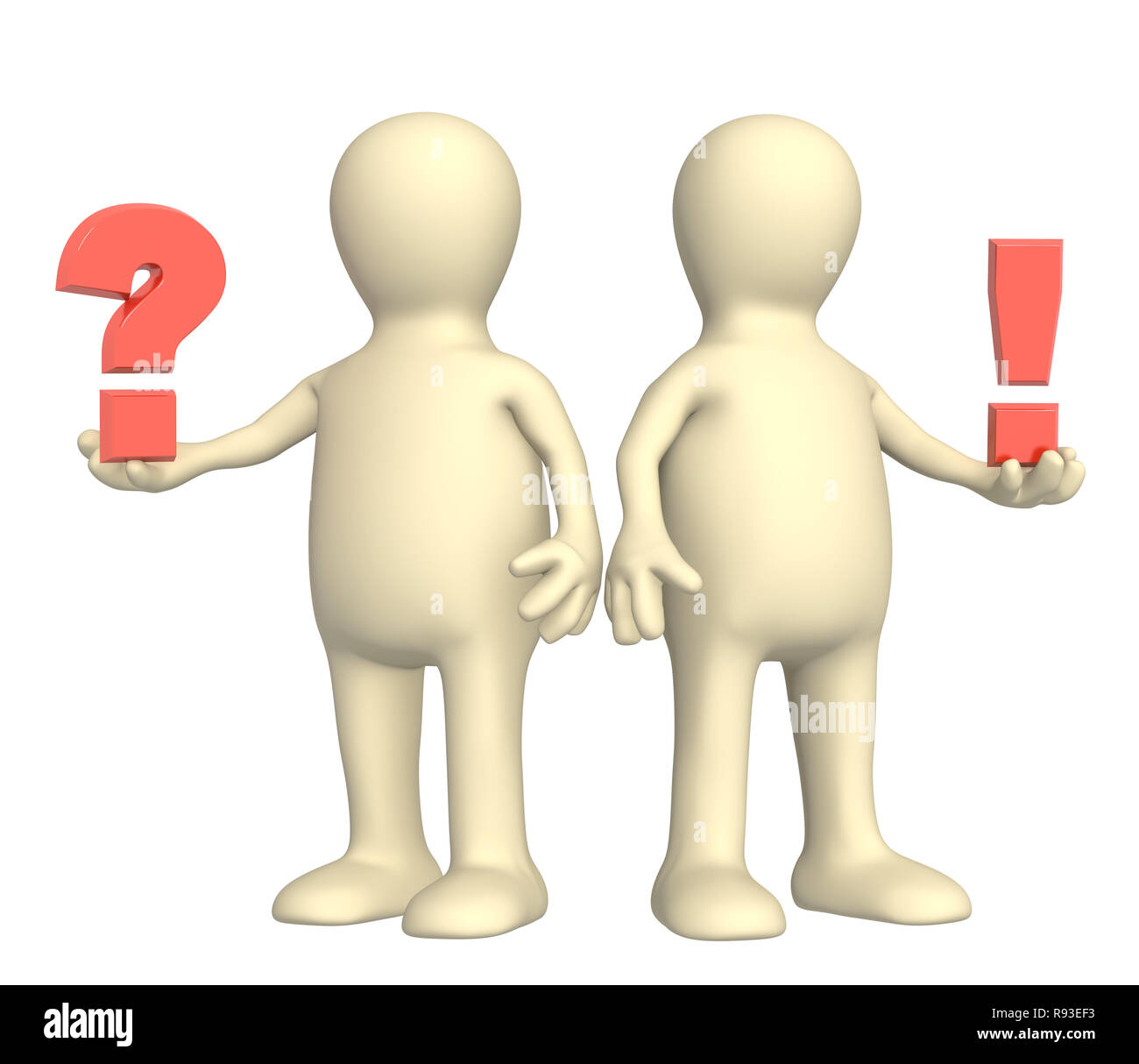 3d puppets with exclamation and question marks of red color Stock Photo ...