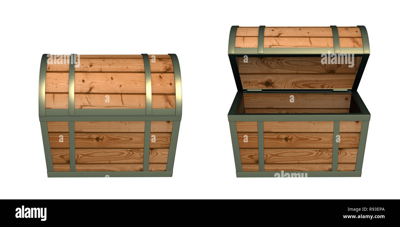 3d empty wooden box. Object over white Stock Photo - Alamy