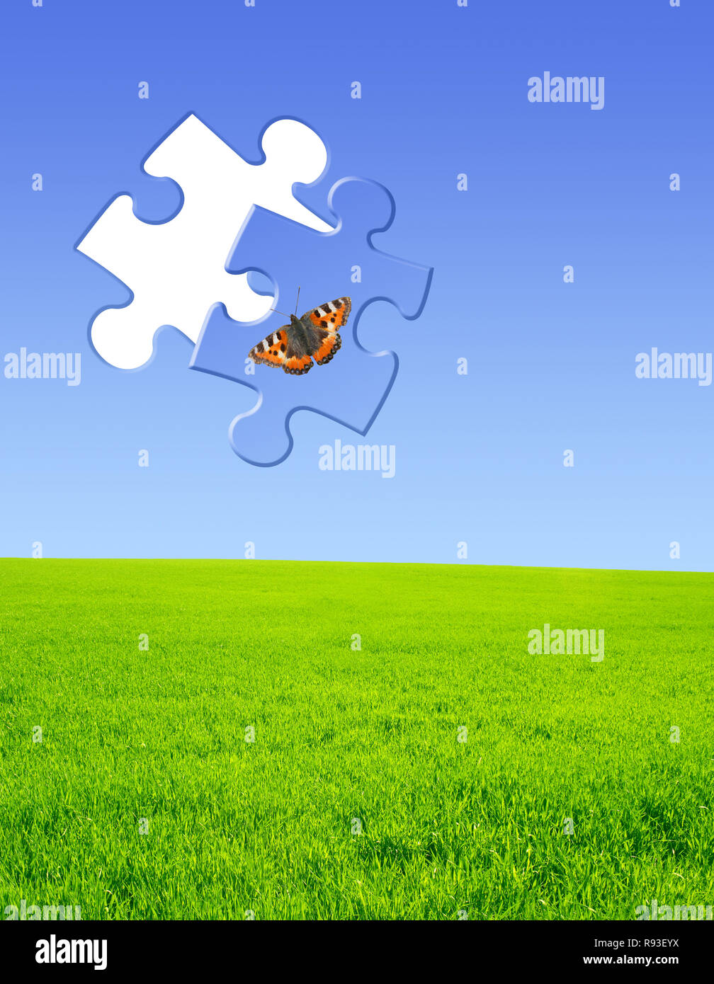 Vertical background with 3d puzzles. Object over white Stock Photo - Alamy