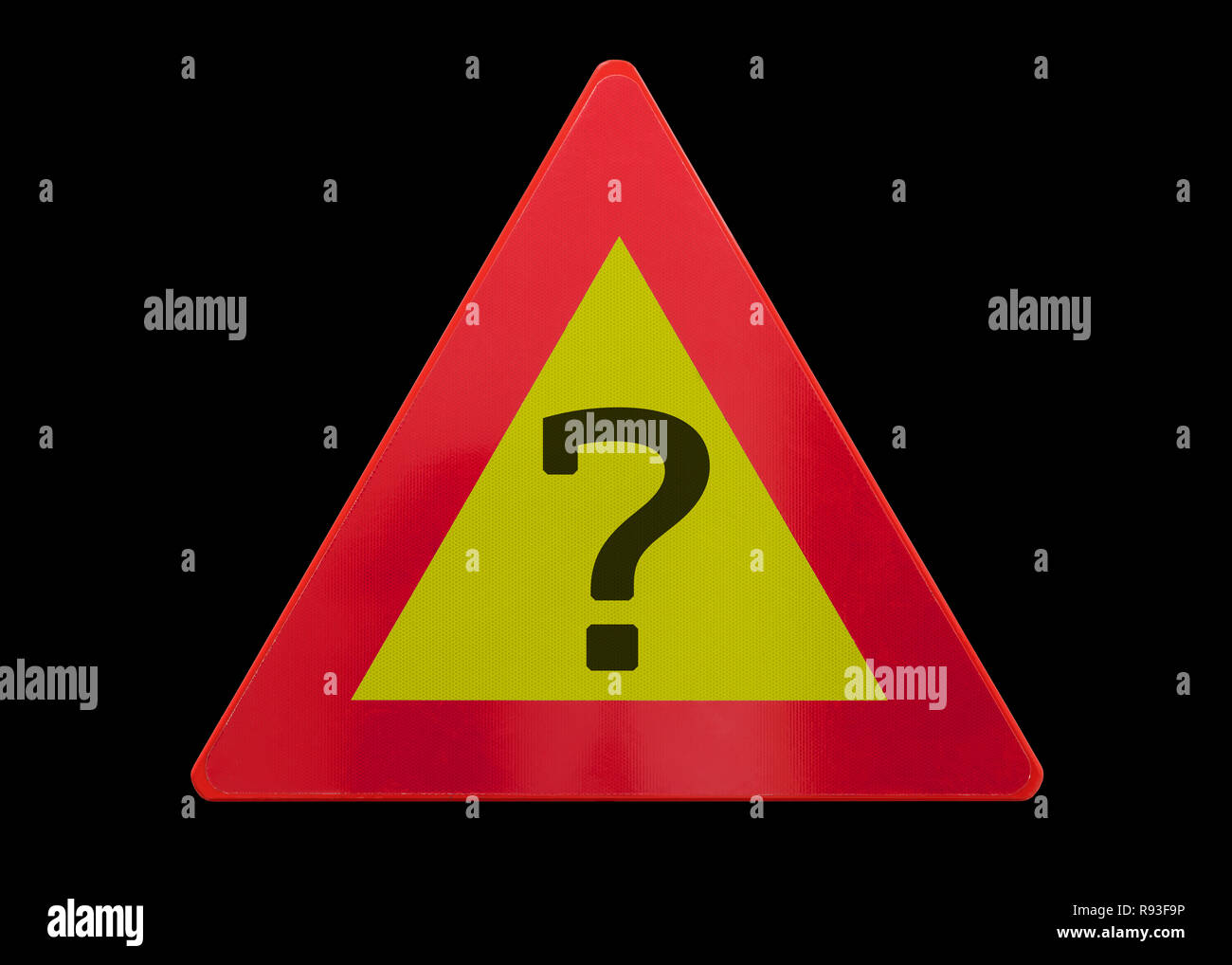 Traffic sign isolated - Question mark - Isolated on black Stock Photo ...