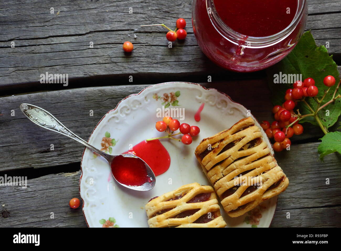 Still Life with Jam and Puff Pastry Cakes Stock Photo - Alamy