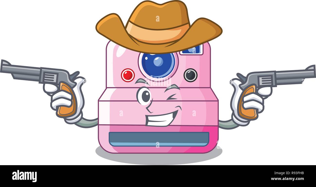 Cowboy cute retro instant camera on cartoon Stock Vector Image & Art ...