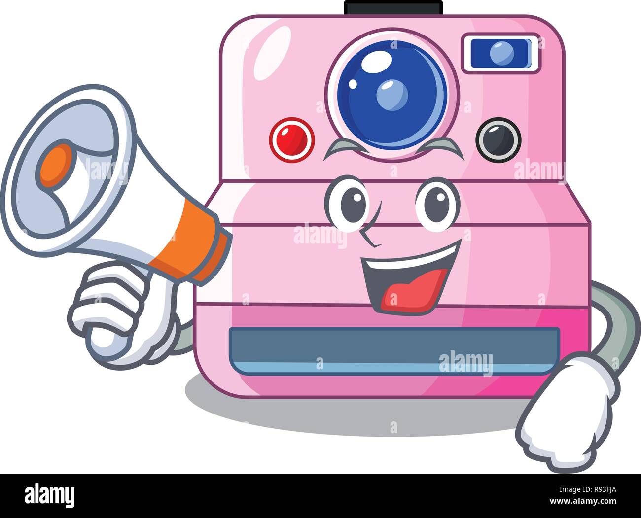 With megaphone cute retro instant camera on cartoon Stock Vector Image ...
