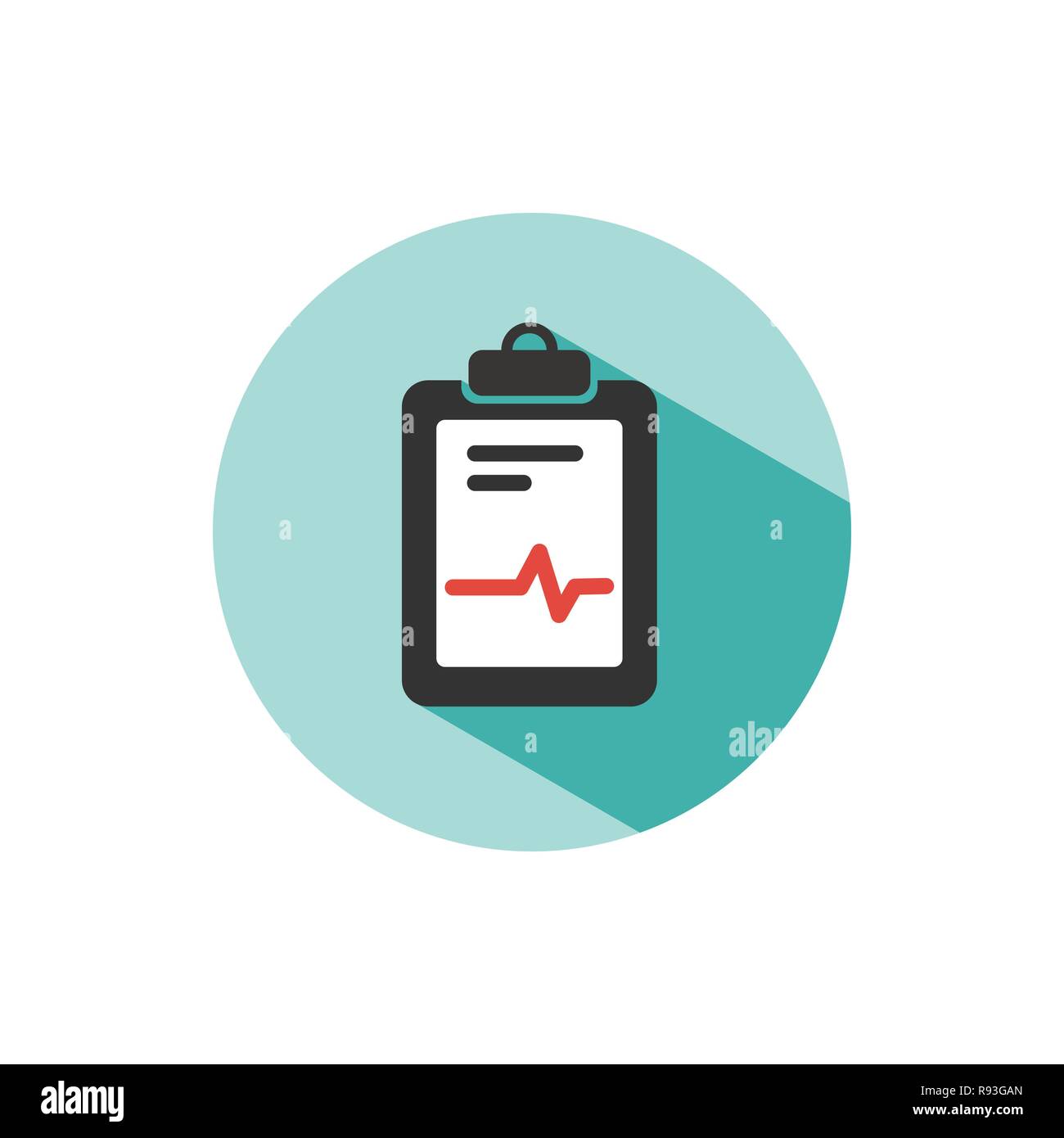 Medical chart icon on a green circle. Cardiogram report. Heart graph ...