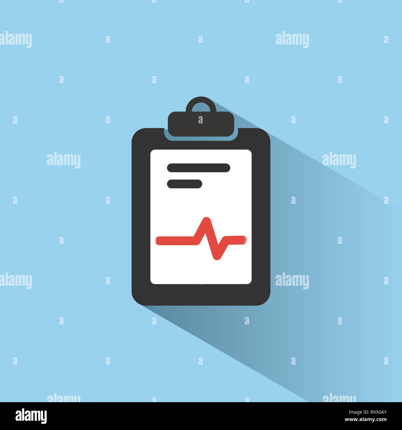 Medical chart icon with shade on blue background. Cardiogram report ...