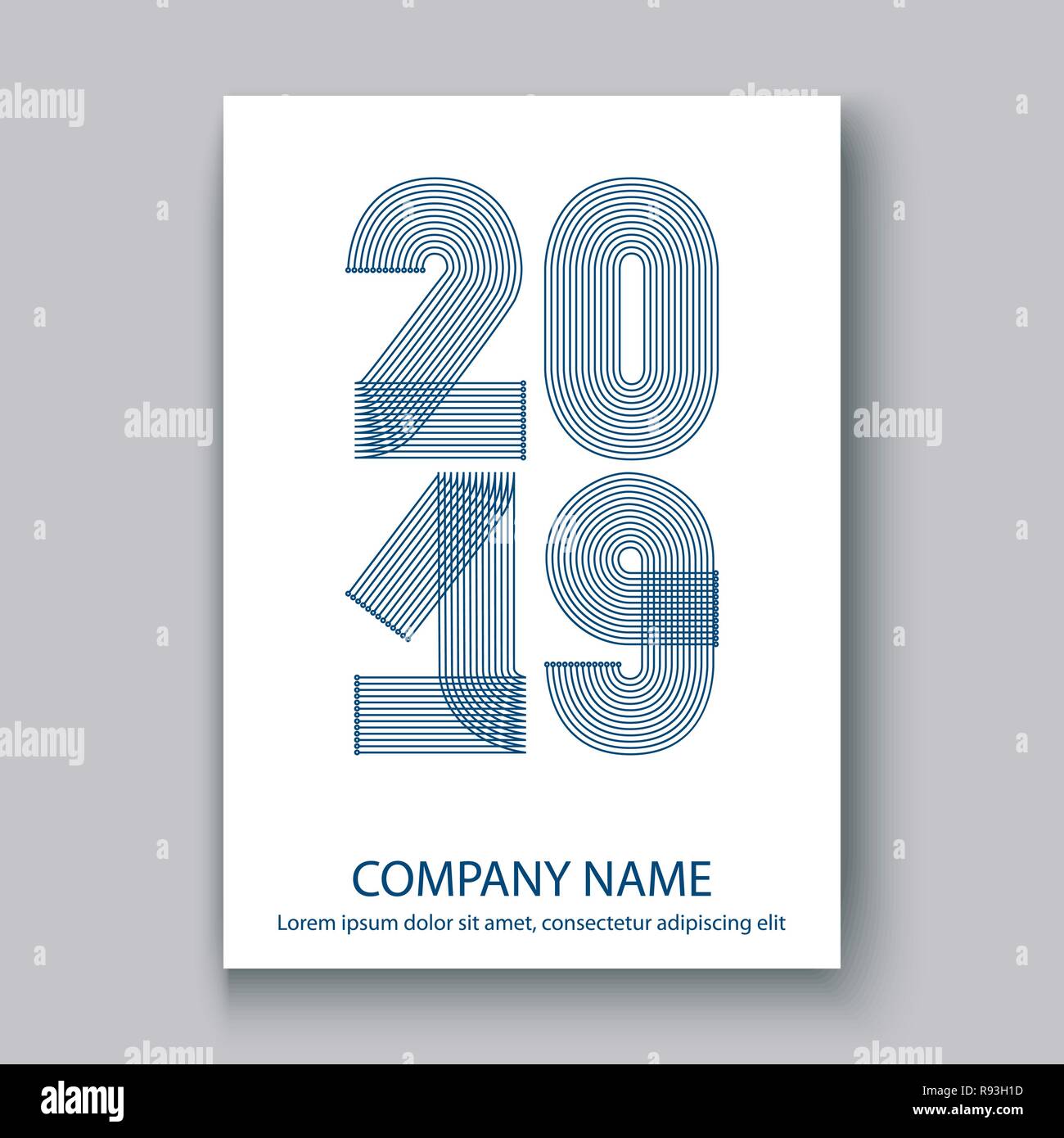 Cover Annual Report numbers 2019, modern design blue on white ...