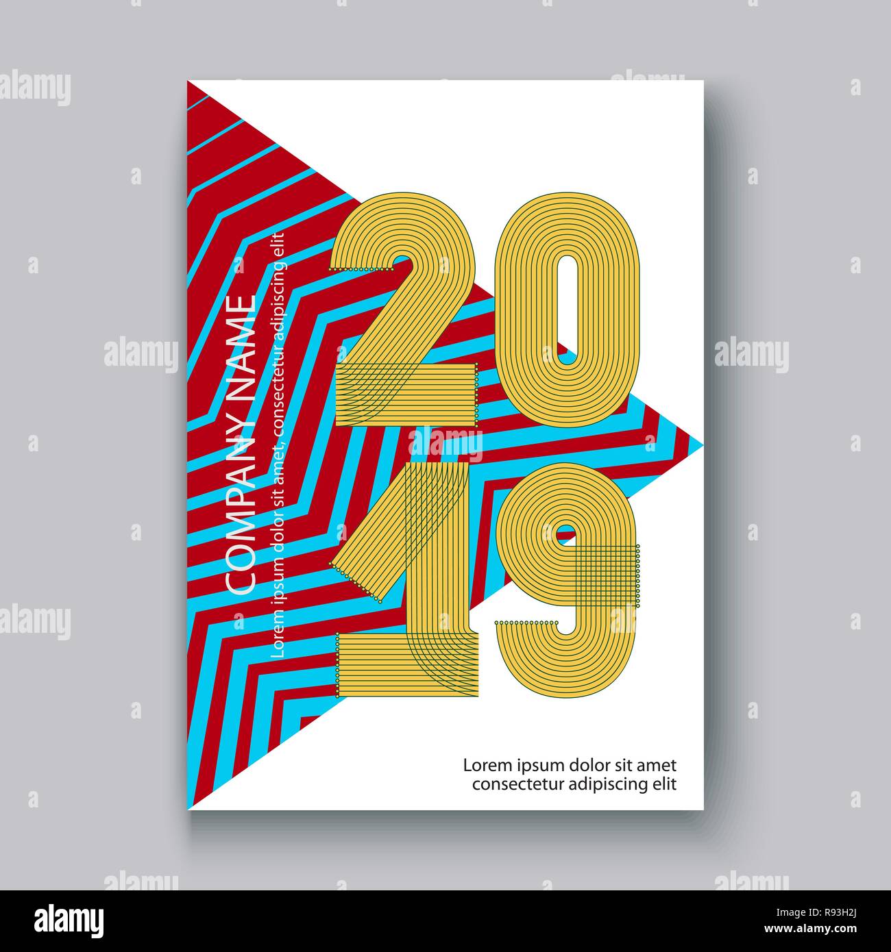 Cover Annual Report numbers 2019, modern design colorful neon zigzag ...