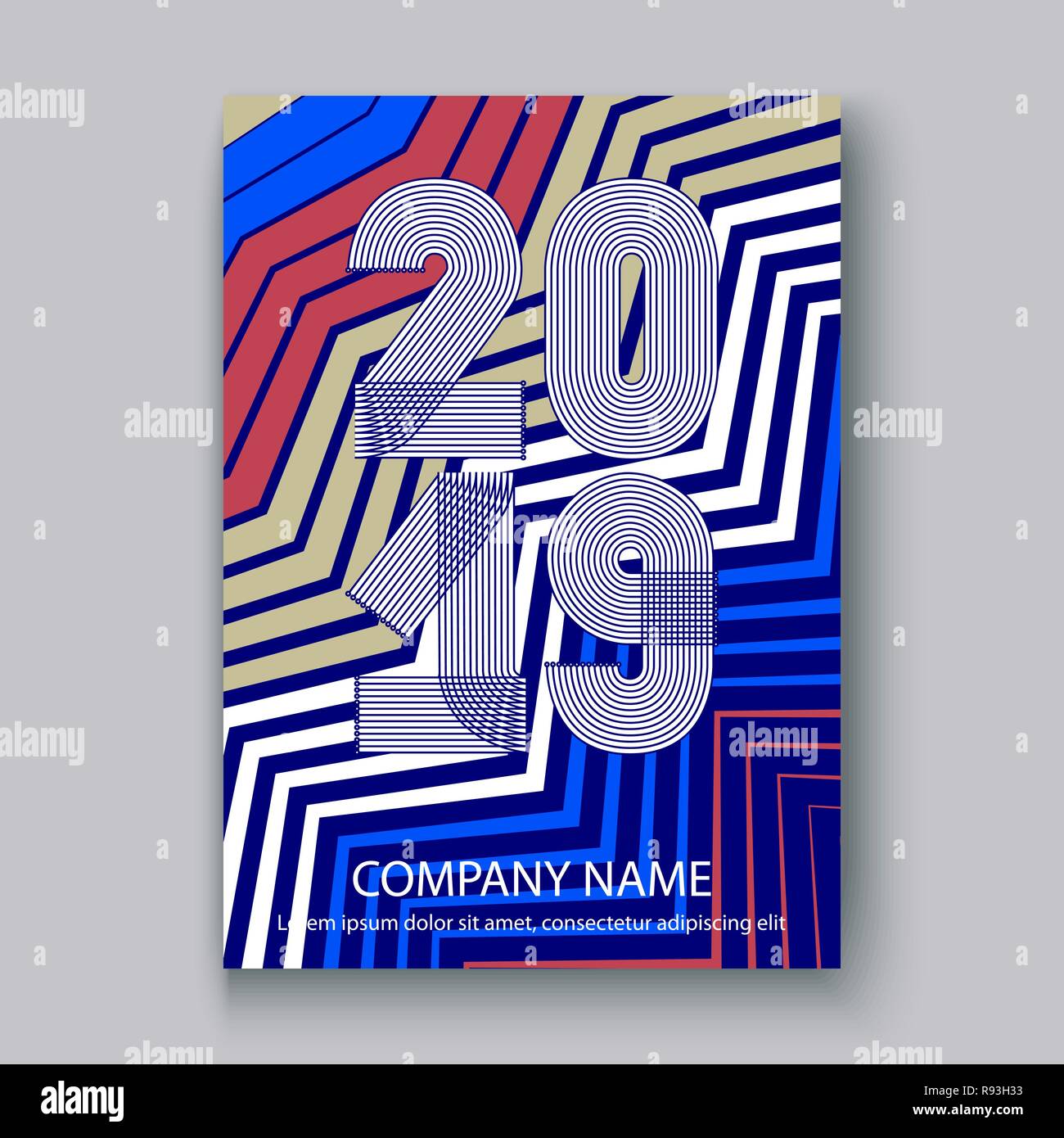 Cover Annual Report numbers 2019, modern design colorful neon zigzag ...
