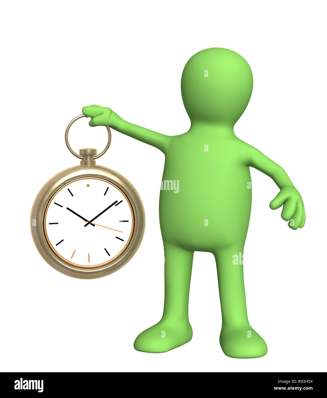 Puppet with clock. Isolated over white Stock Photo - Alamy