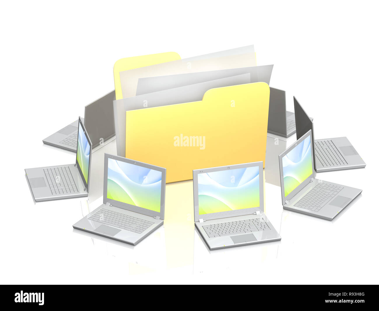 Laptops and folder - isolated over white Stock Photo - Alamy