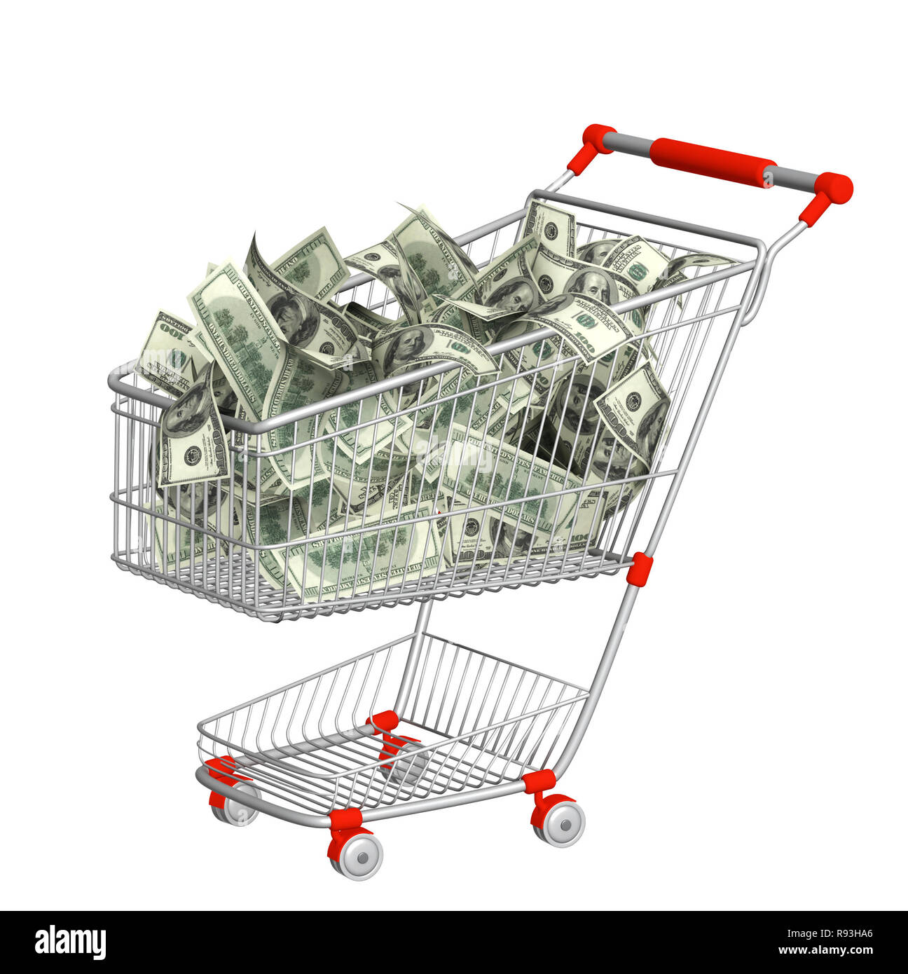 Shopping cart and dollars. Objects isolated over white Stock Photo - Alamy