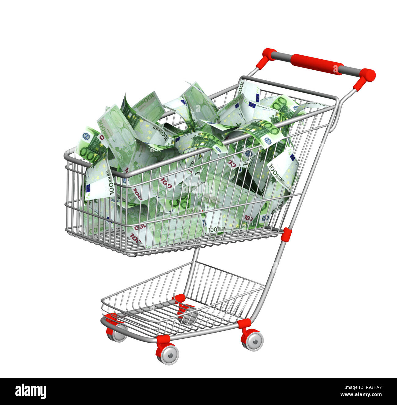 Shopping cart and euro. Objects isolated over white Stock Photo - Alamy