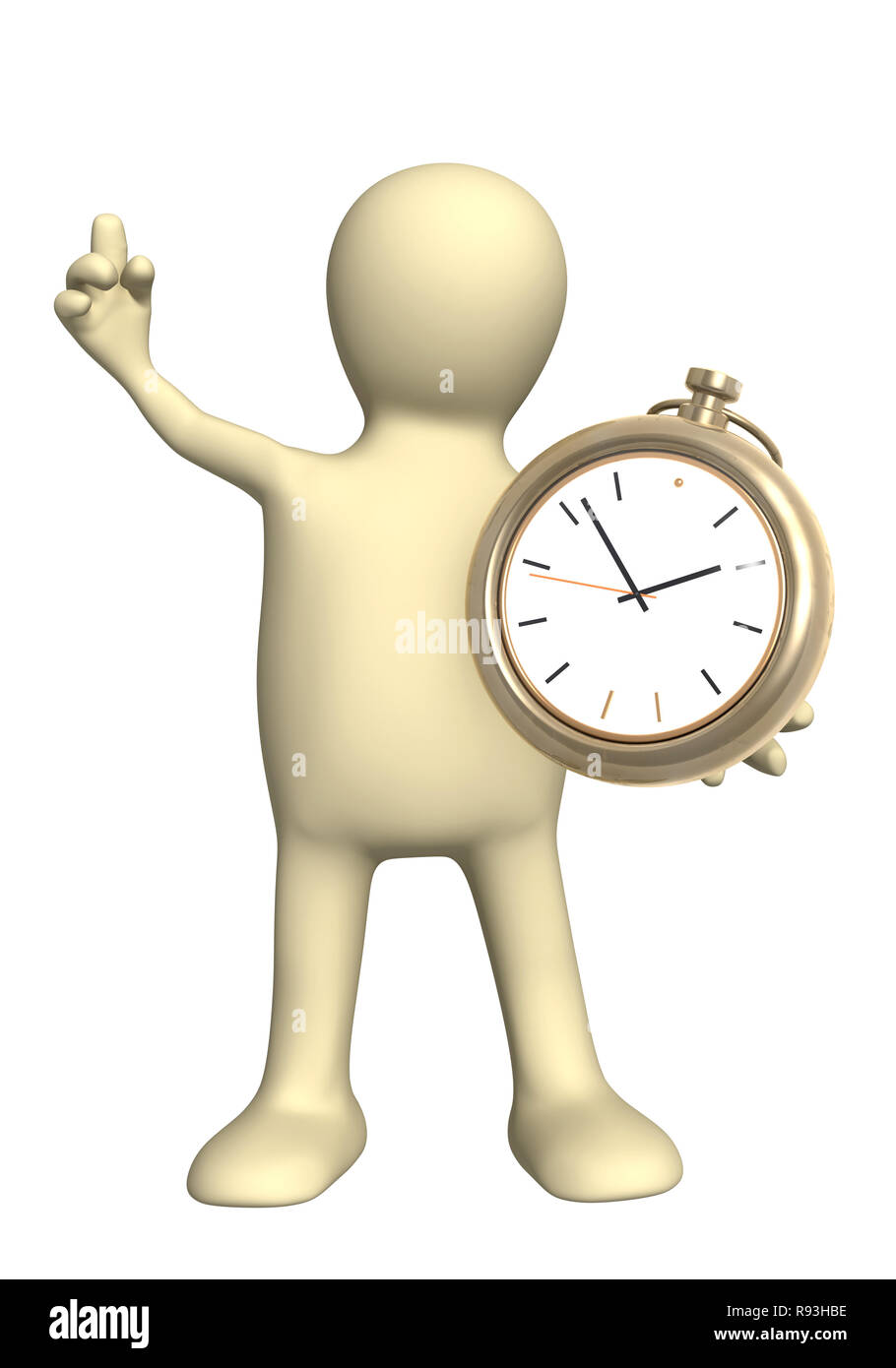 Puppet with clock. Isolated over white Stock Photo - Alamy