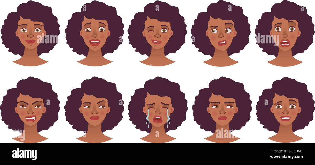 Face of african woman. Vector illustration set Stock Vector Image & Art ...