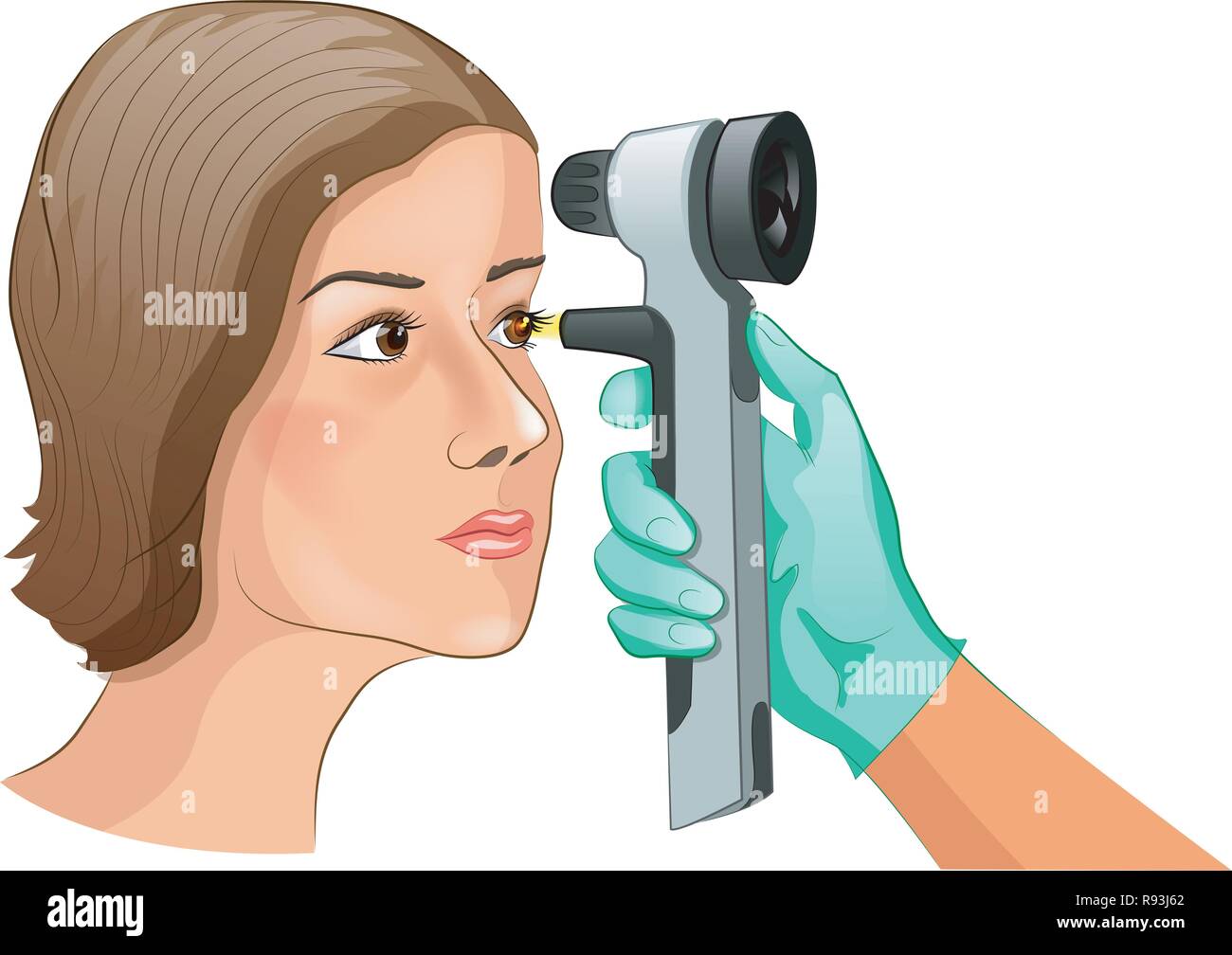 vector illustration of a fundus examination using Ophthalmoscope Stock ...
