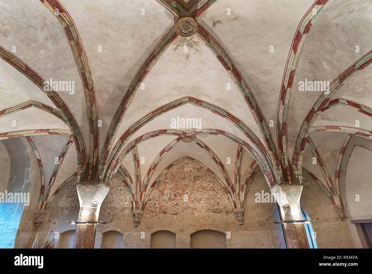 Vaulted ceiling, registry office, Rehna Monastery, Rehna, Mecklenburg ...
