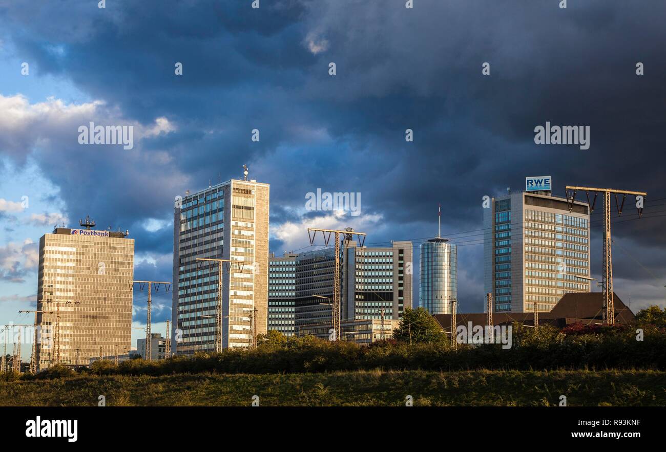 Skyline of downtown Essen with various administrative offices and ...