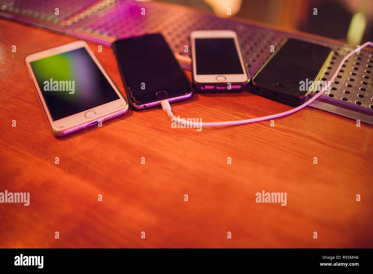 Multiple phones top view hi-res stock photography and images - Alamy