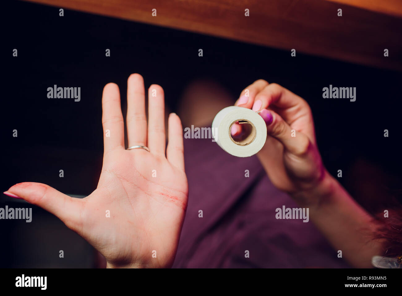 Female hand with first aid plaster Stock Photo - Alamy