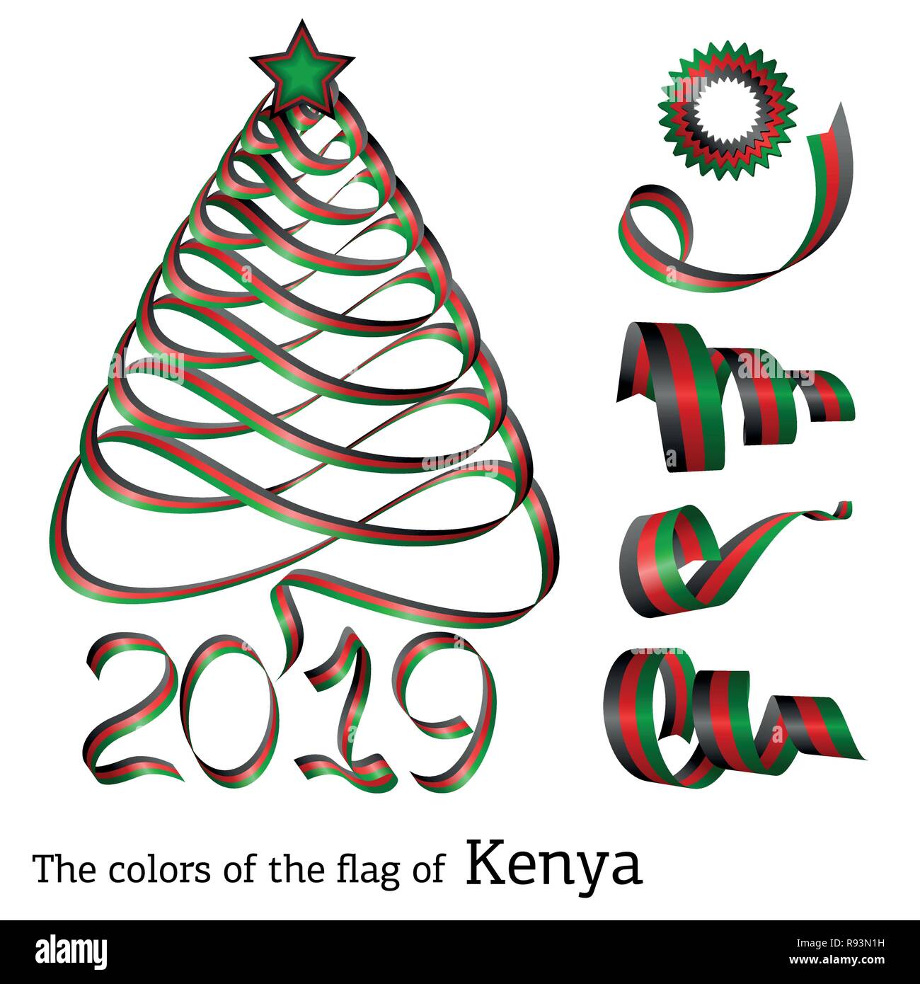 Ribbon in the shape of a Christmas tree with the colors of the flag of ...
