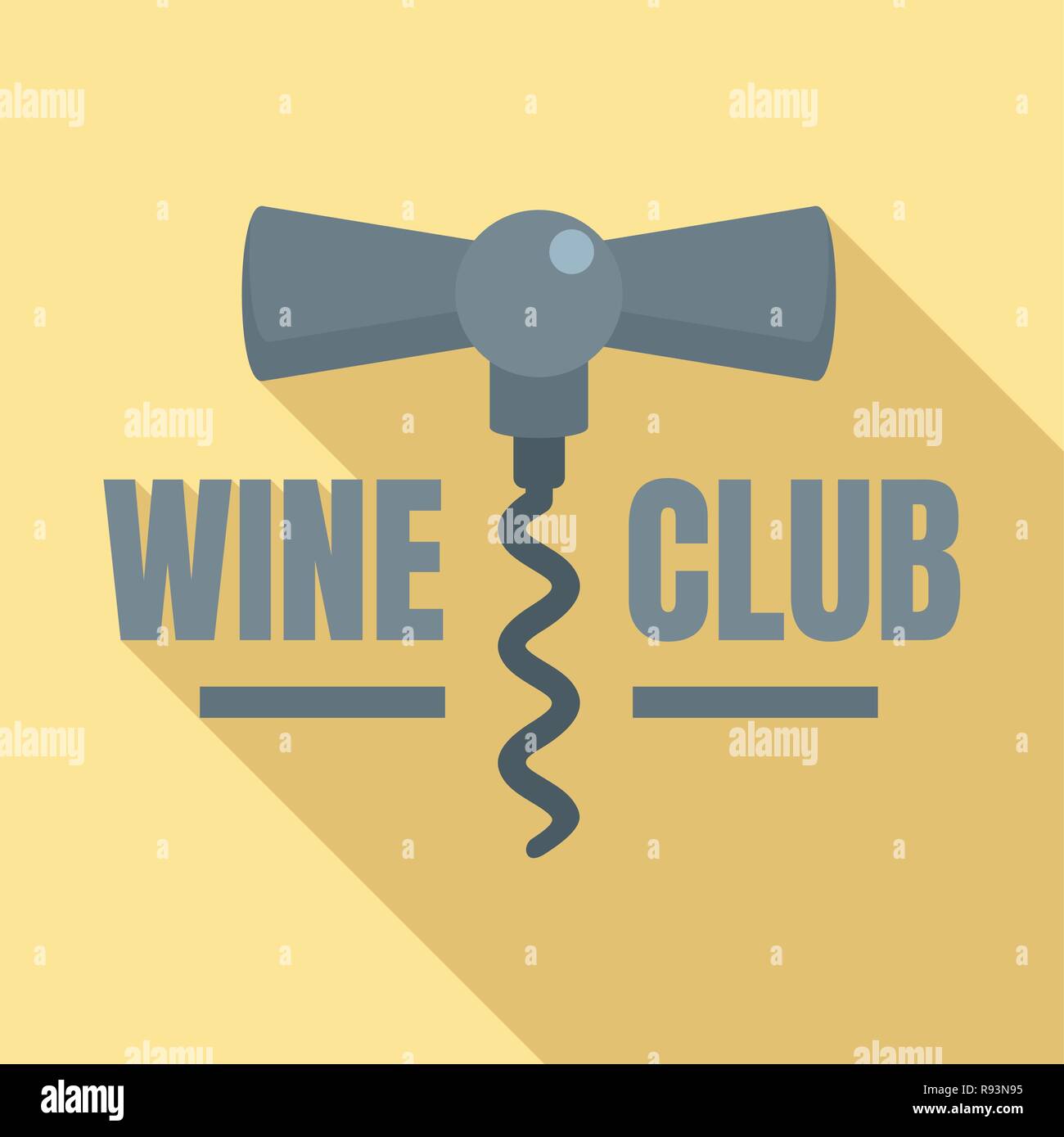 Wine club corkscrew logo. Flat illustration of wine club corkscrew ...