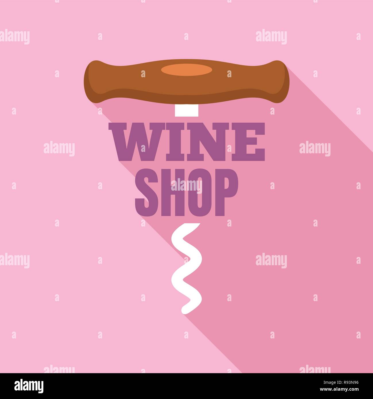 Wine shop corkscrew logo. Flat illustration of wine shop corkscrew ...