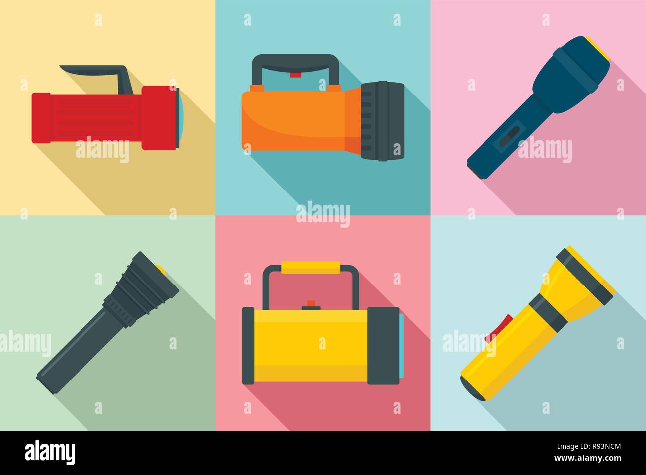 Flashlight icon set. Flat set of flashlight vector icons for Fweb ...