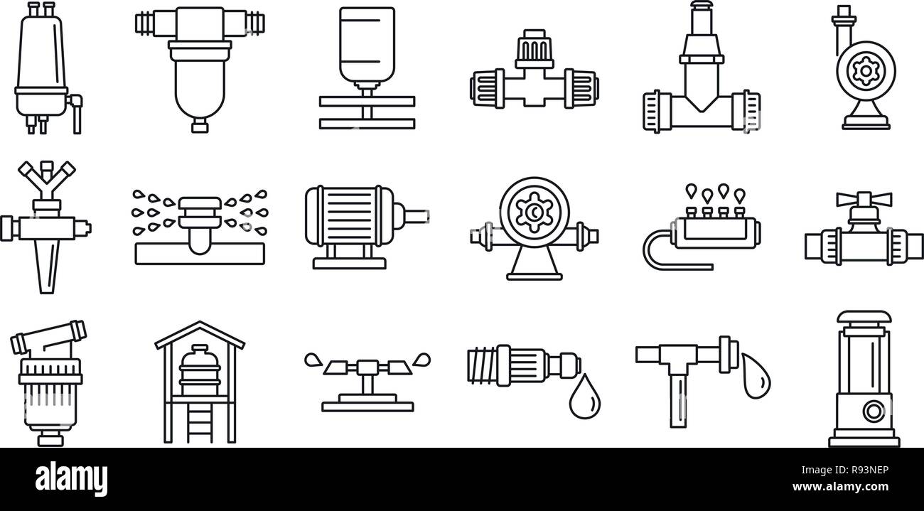 Agricultural Irrigation System Icon Set Outline Set Of Agricultural