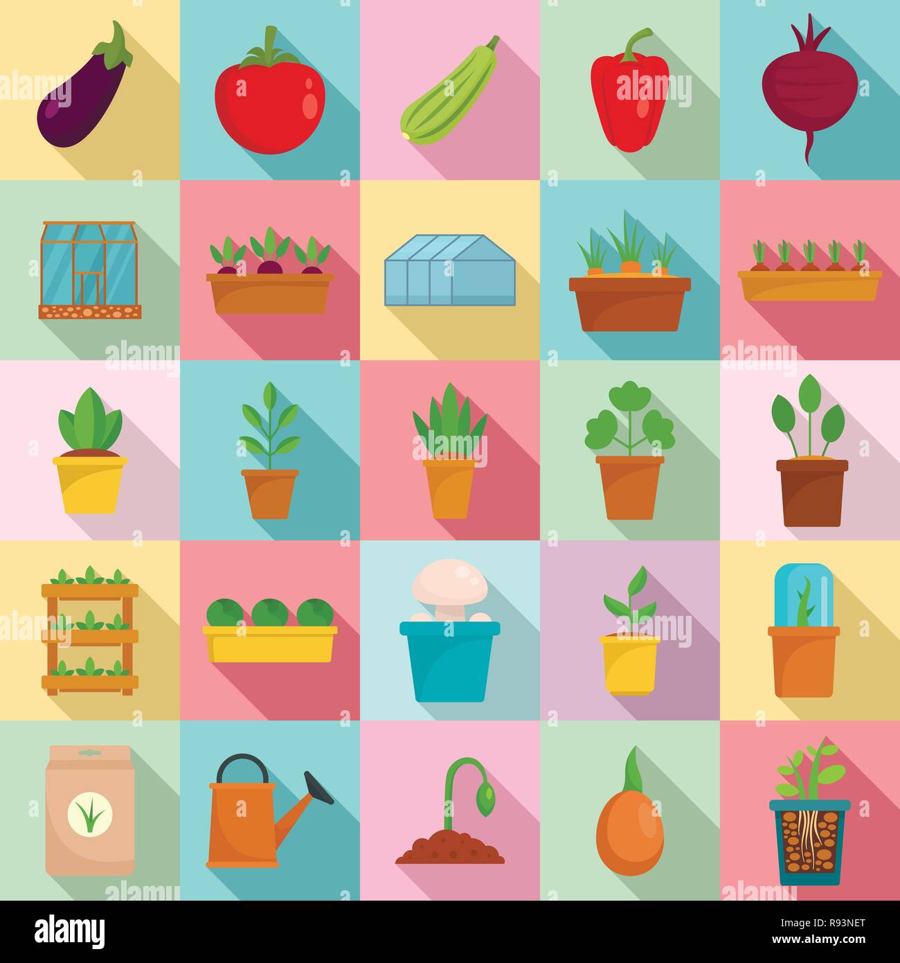 Greenhouse Icon Set Flat Set Of Greenhouse Vector Icons For Web Design Stock Vector Image And Art