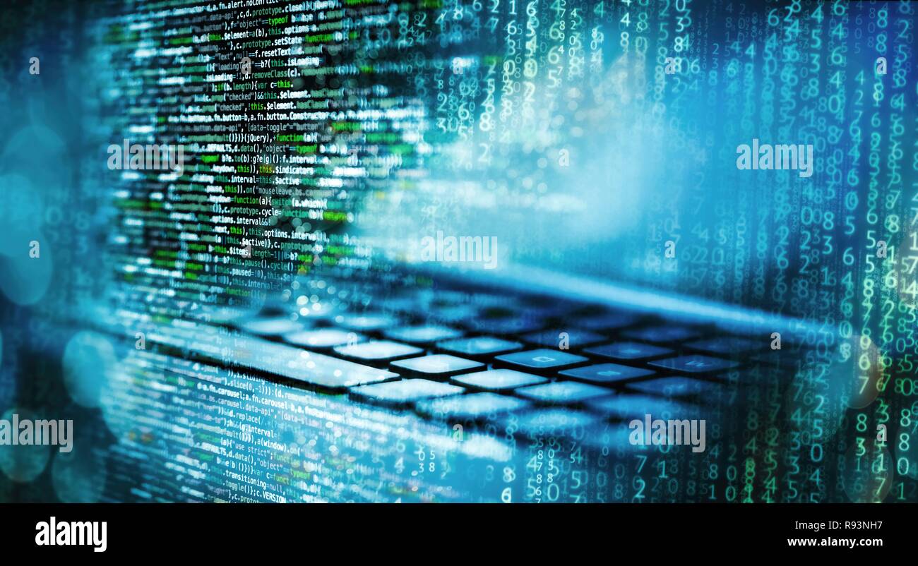 Programming code with matrix, computer and abstract technical ...