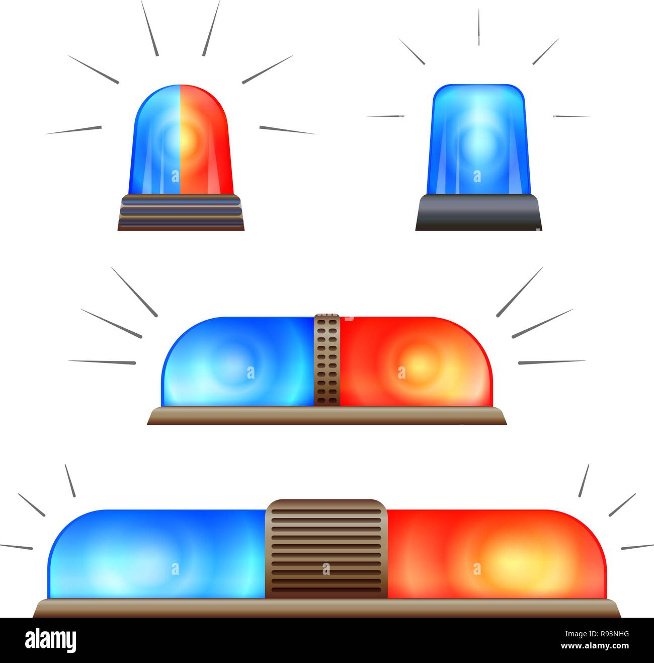 Alert flasher icon set. Cartoon set of alert flasher vector icons for ...