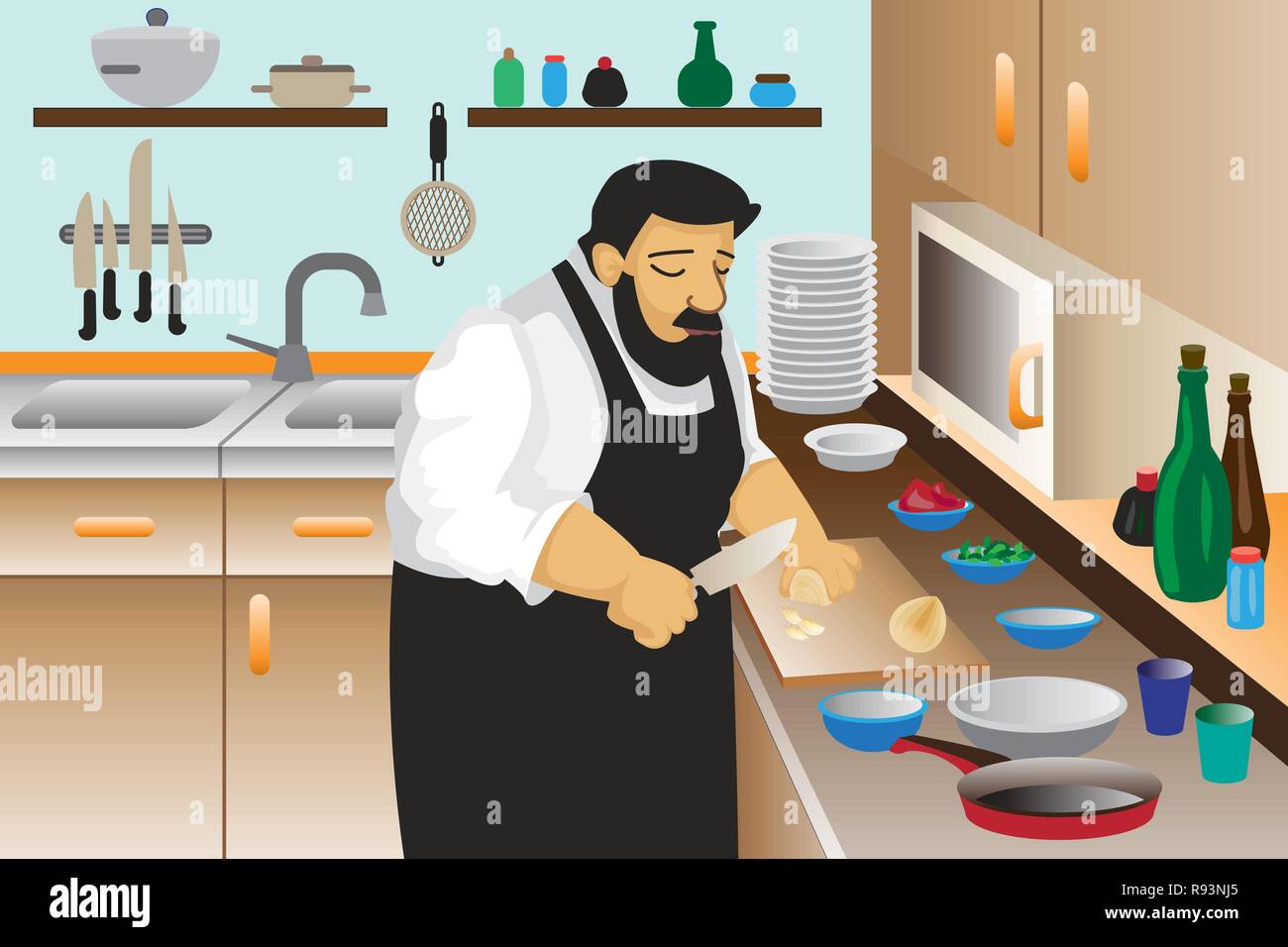 Cooker man concept background. Cartoon illustration of cooker man ...