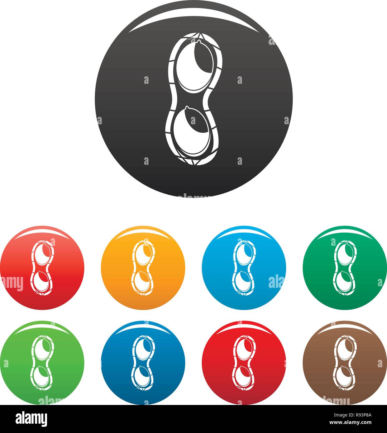 Peanuts in shell icons set 9 color vector isolated on white for any ...