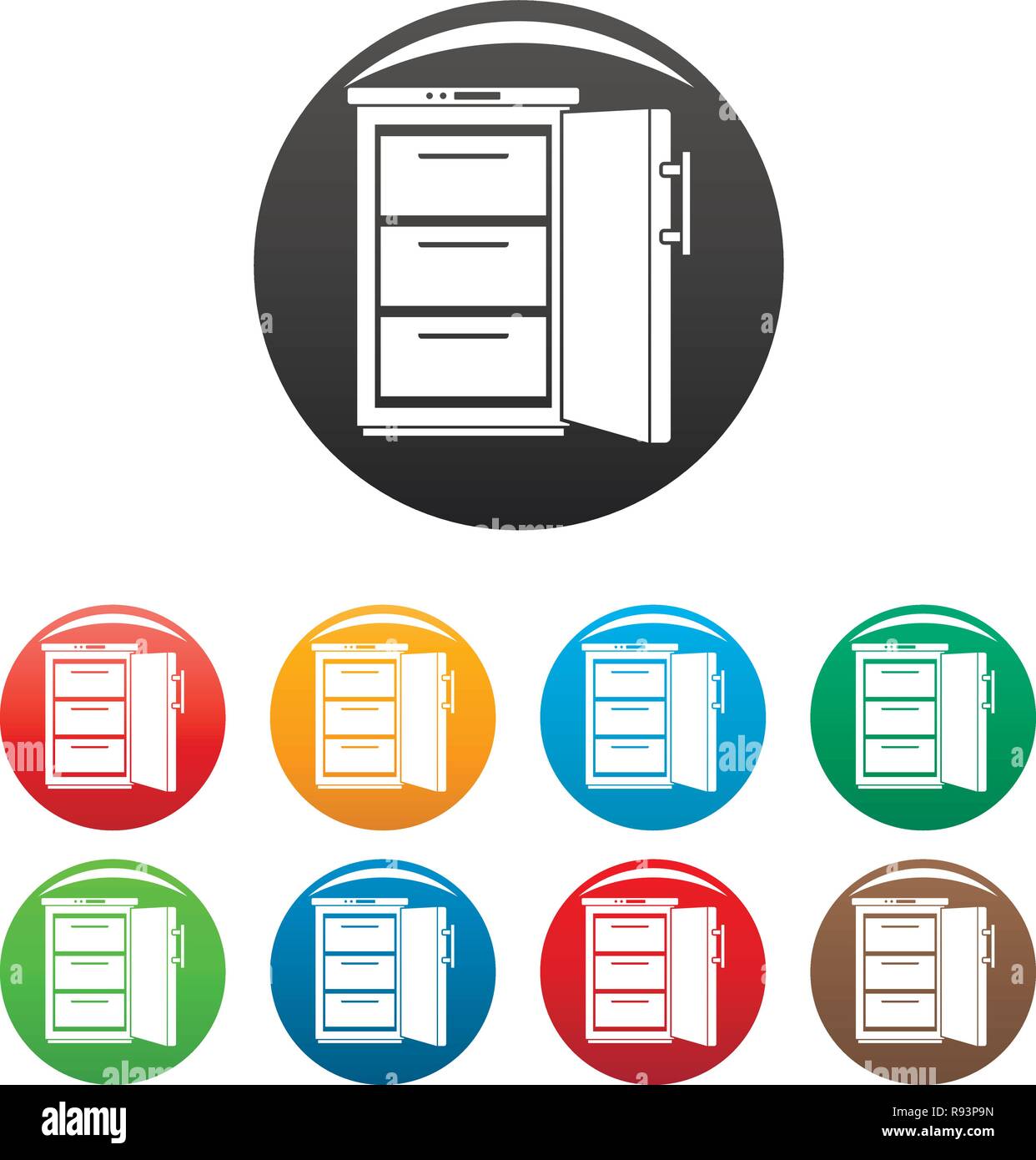 Refrigerator icons set 9 color vector isolated on white for any design ...