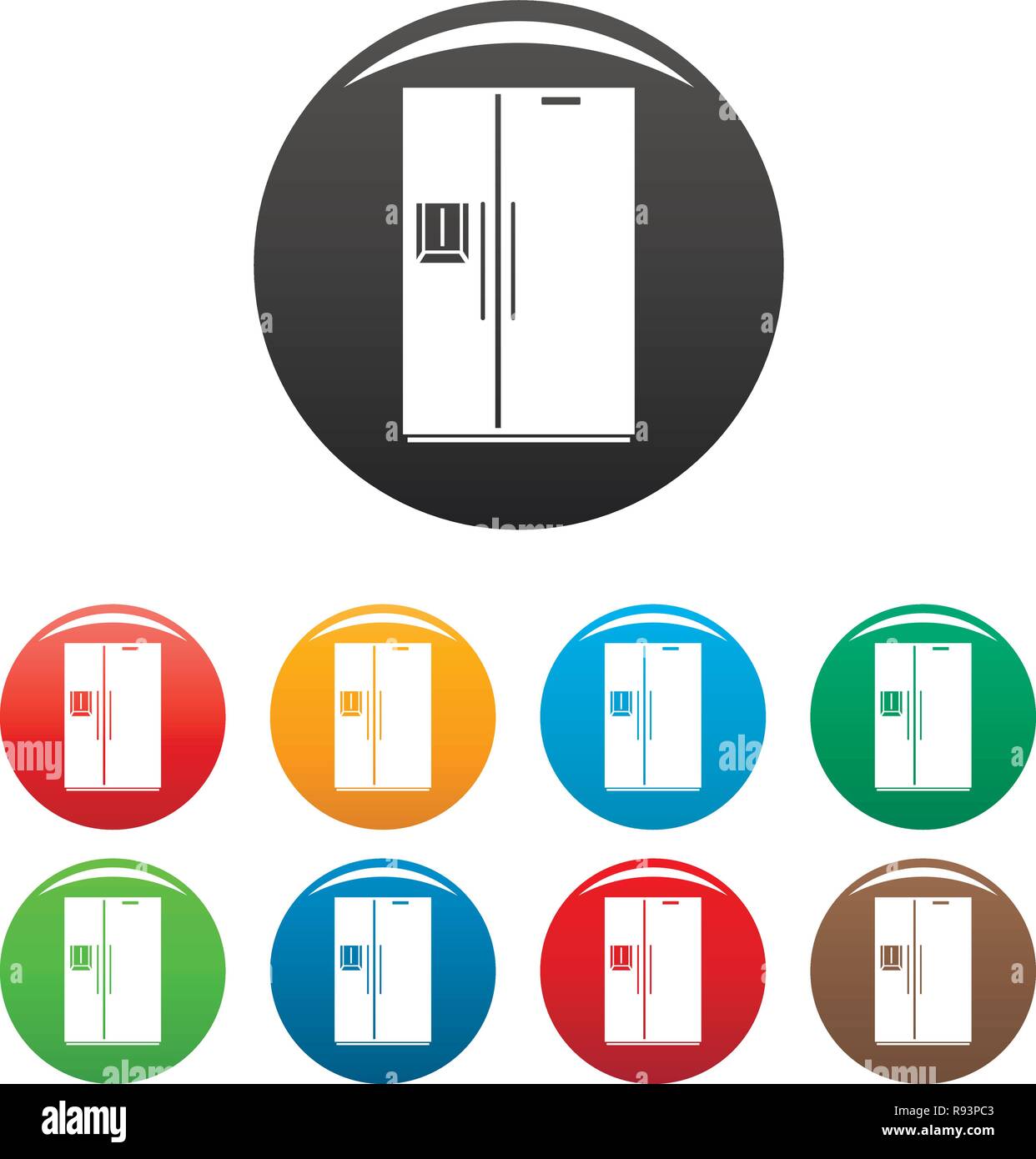 Double door fridge icons set 9 color vector isolated on white for any ...