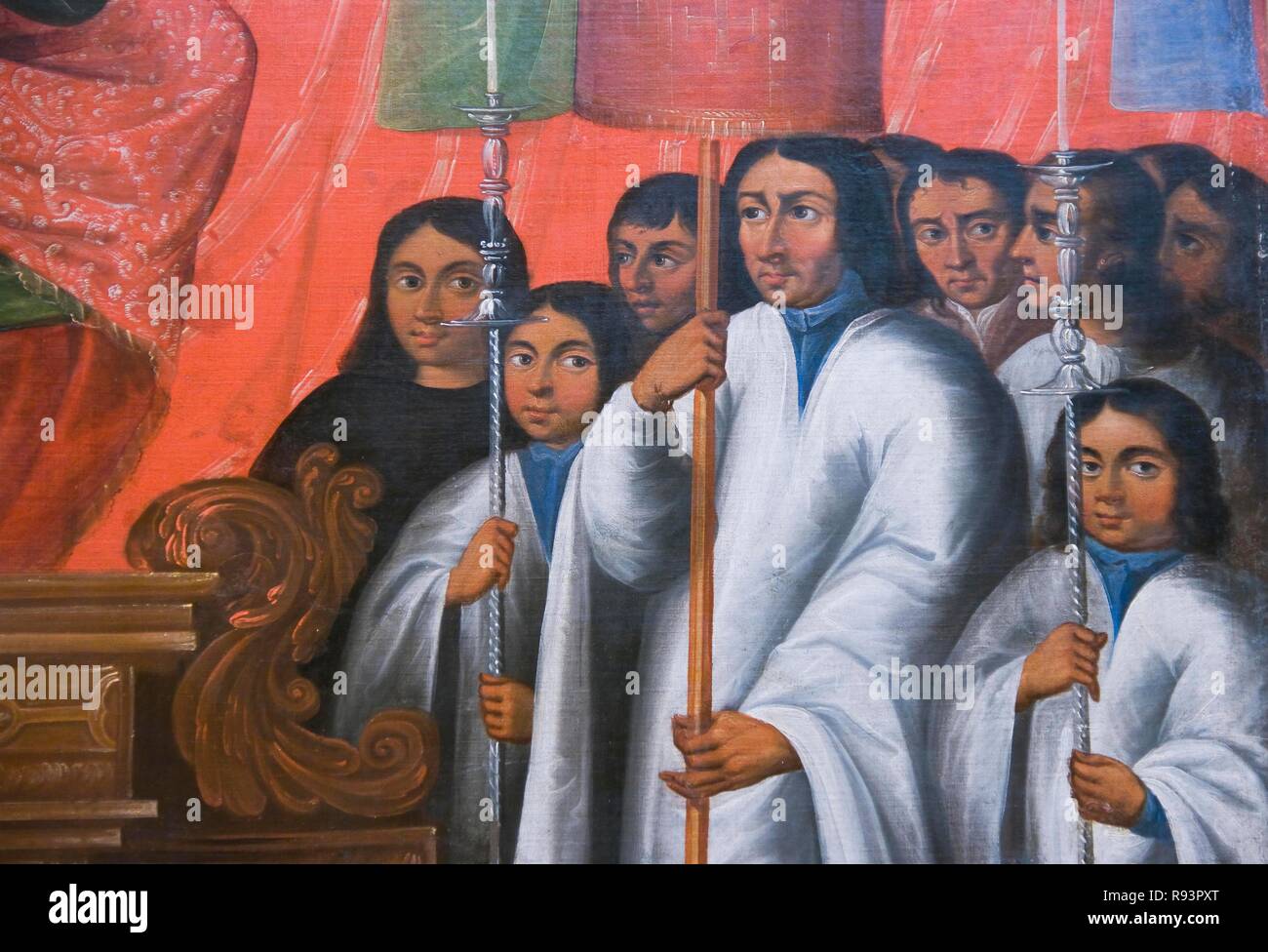 Peru. Cusco city. The Archbishop Palace. Paintings of Cuzco School ...