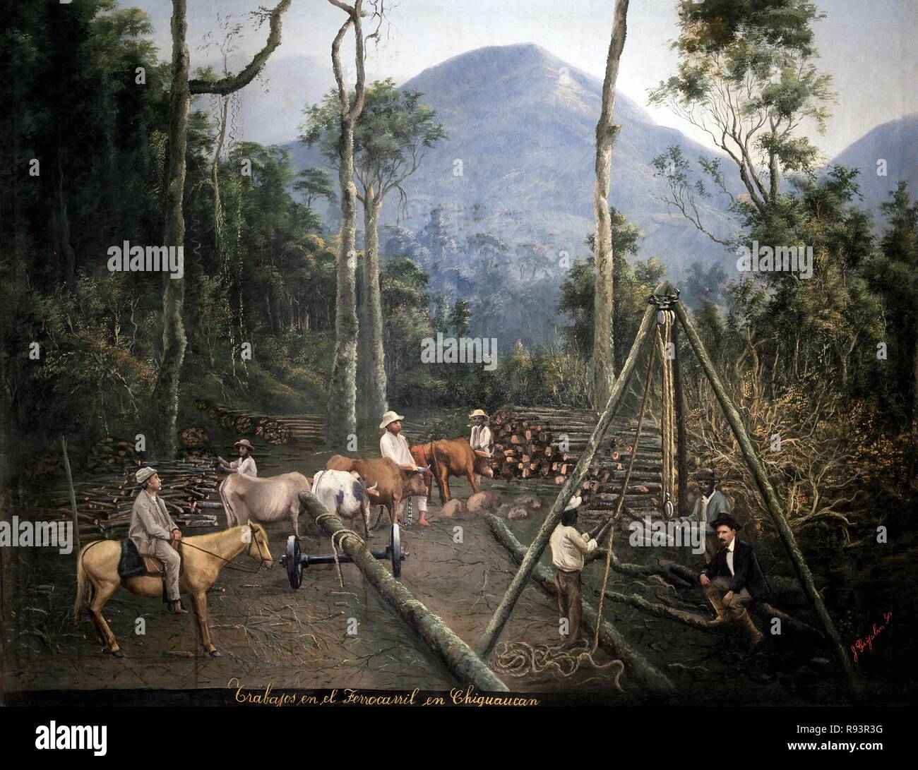 GRIJALVA, JOSE. PINTOR ECUATORIANO. TRABAJOS FERROCARRIL DE CHIGUACAN ...