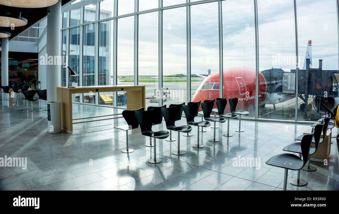 COPENHAGEN, Denmark - OCTOBER 8, 2018. Beautiful view through the gate ...