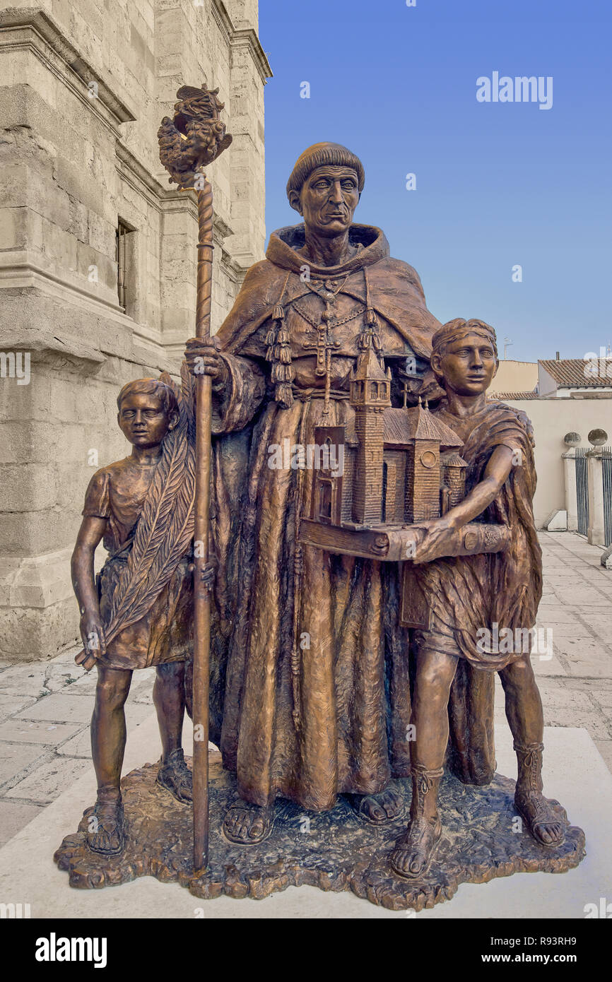 Statue of Cardinal Cisneros and the Santos Niños in the cathedral of ...
