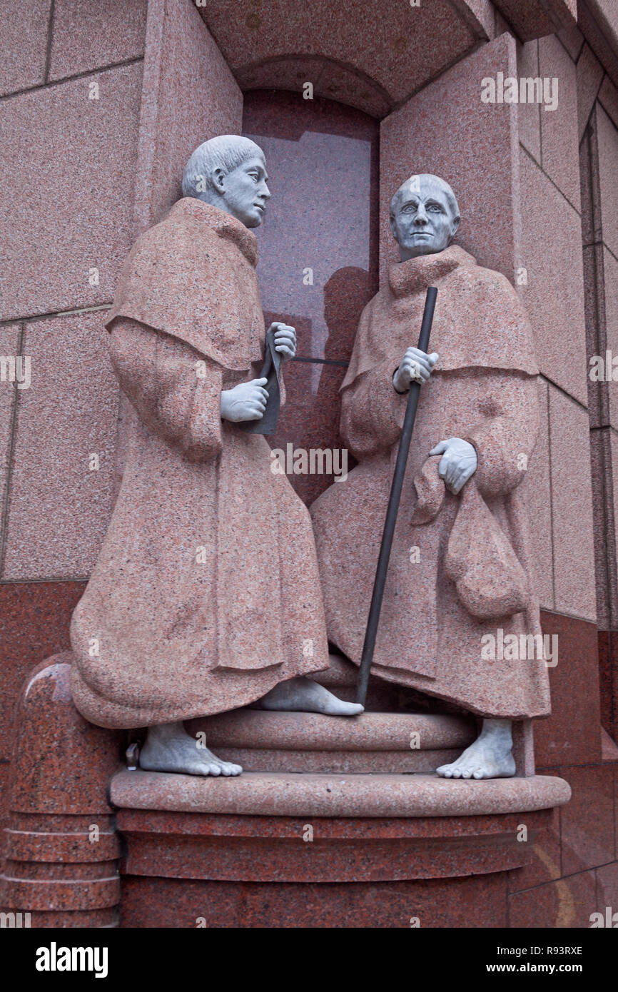 City of London The red granite 'Two Crutched Friars' statue in the ...