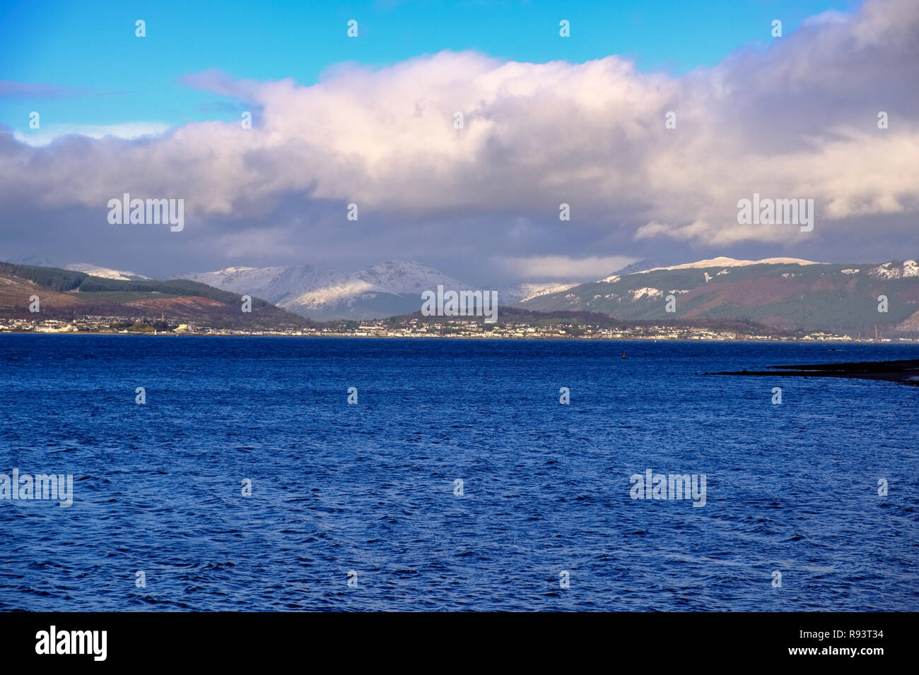 Dunoon and the Argyle Hills looking over the Holy Loch from Gourock ...