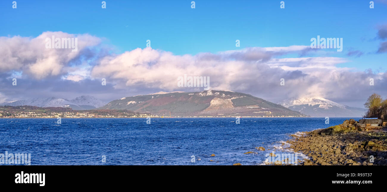 Dunoon and the Argyle Hills looking over the Holy Loch from Gourock ...