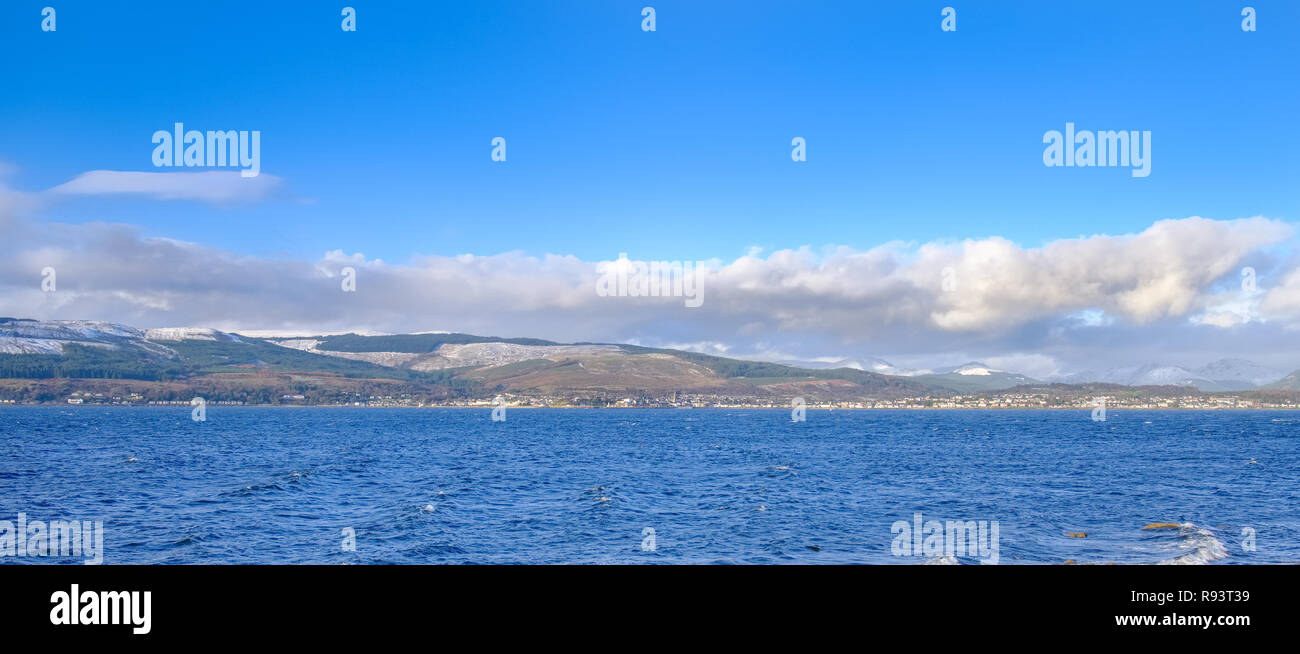 Dunoon and the Argyle Hills looking over the Holy Loch from Gourock ...