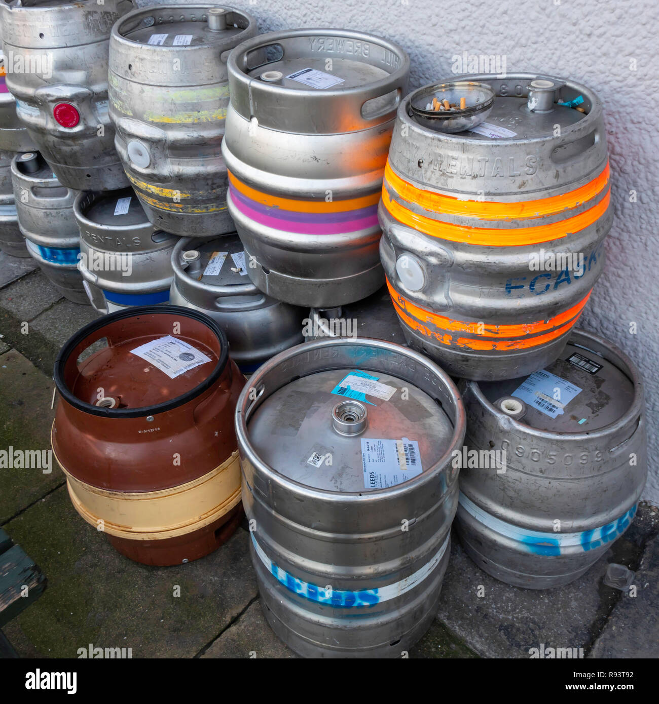 Stack of aluminium beer barrels hi-res stock photography and images - Alamy